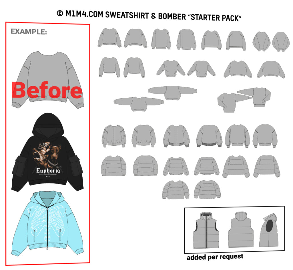 M1M4 STARTER PACK + TECHPACK TEMPLATE – Eclomockup